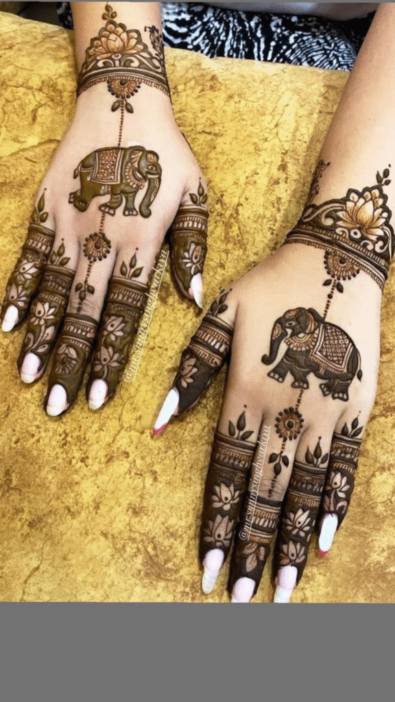 Royal Elephant Mehndi Design with Traditional Art